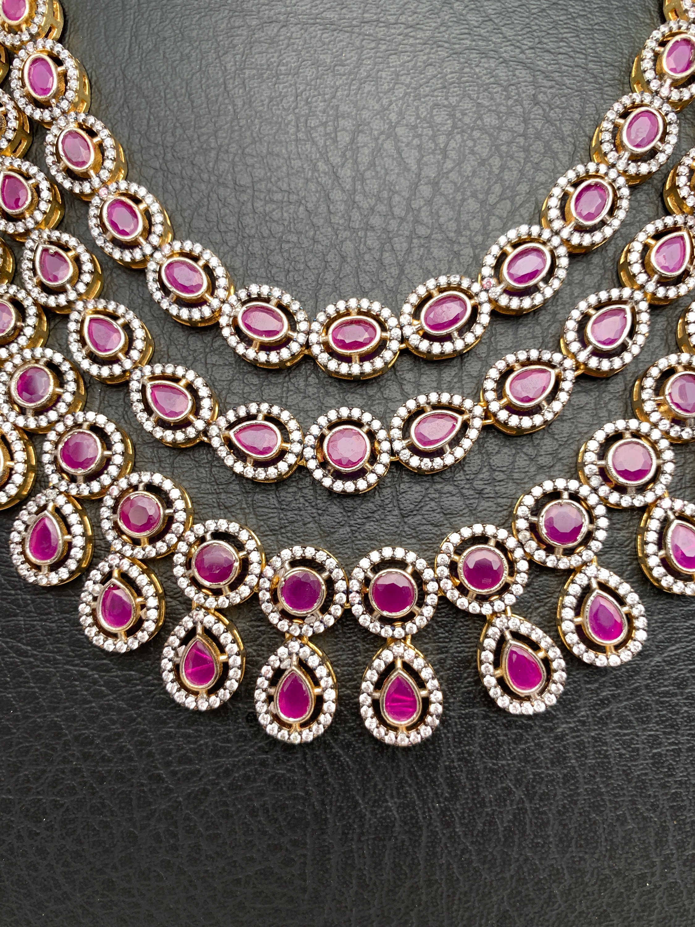 Ruby Red Stone Triple Layer Necklace, Indian Pakistani Jewelry - Etsy