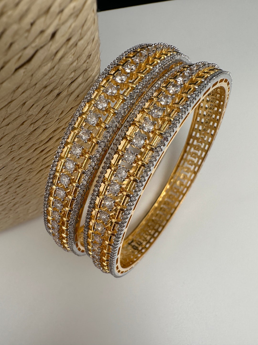 Diamond Bangles ,CZ Indian Bangles, Pakistani Jewelry, AD Bangles - Etsy