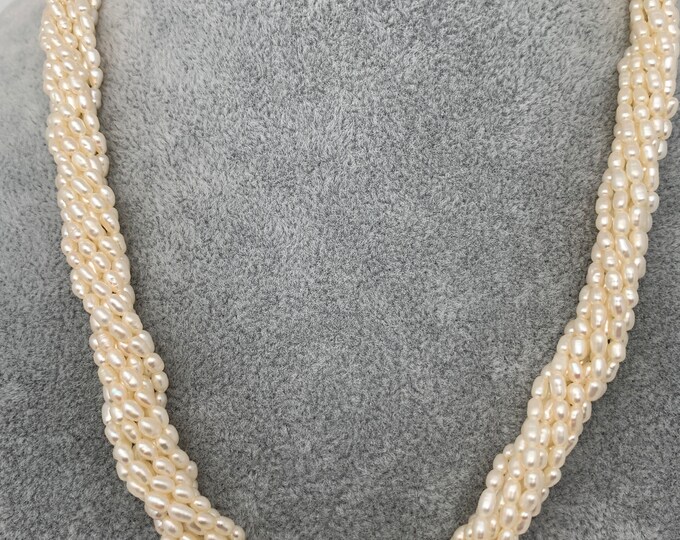 Pearls Necklace, Real Fresh Water Pearls, Nine Line Real Rice Pearls ...
