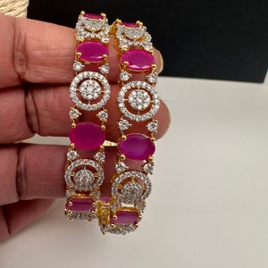Ruby Bangles, CZ Indian Jewelry (pair) - Etsy