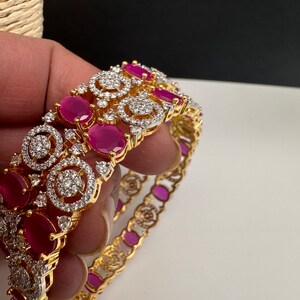 Ruby Bangles, CZ Indian Jewelry (pair) - Etsy