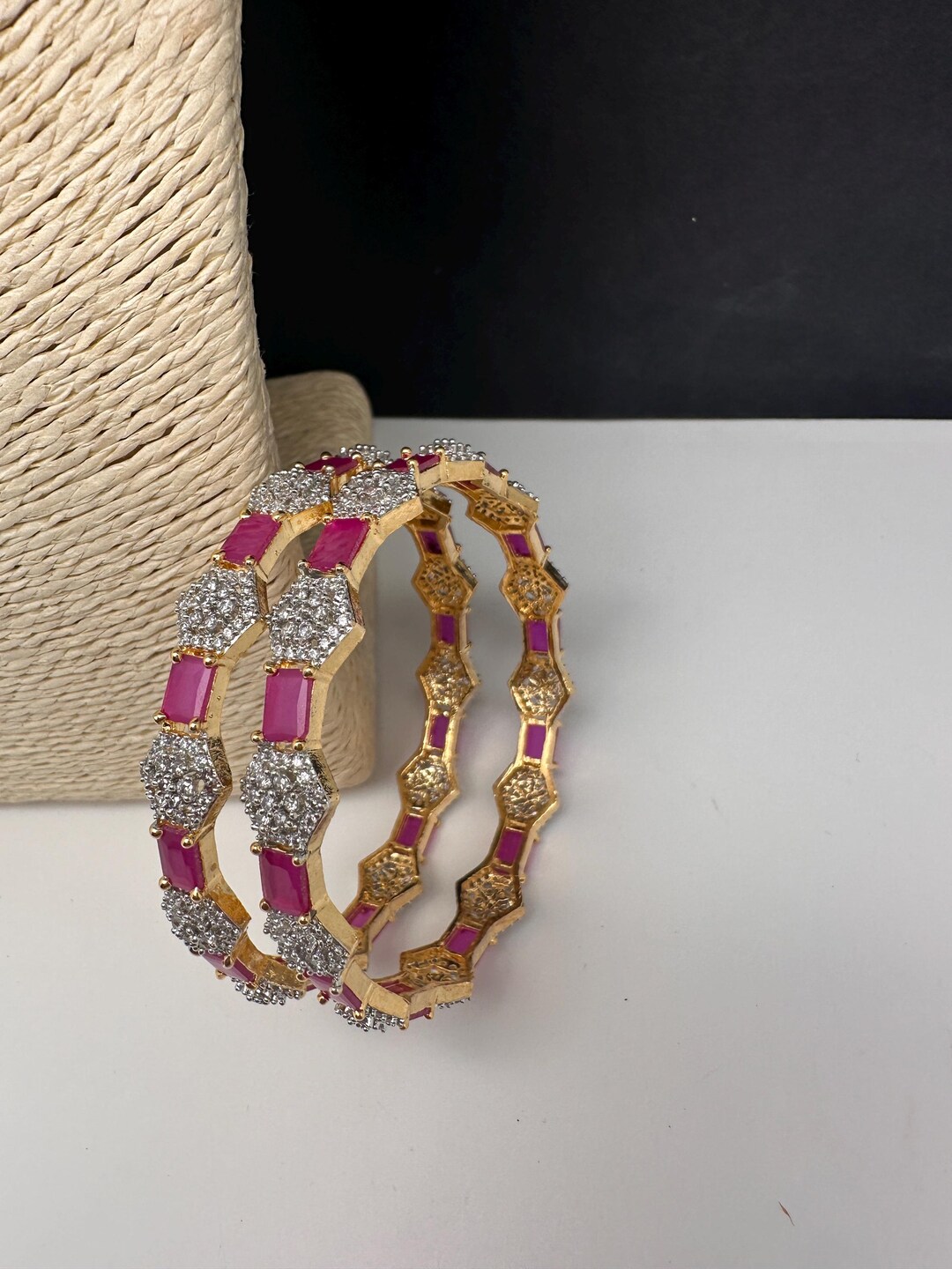 Diamond Ruby Red Bangles ,CZ Indian Bangles, Pakistani Jewelry ...