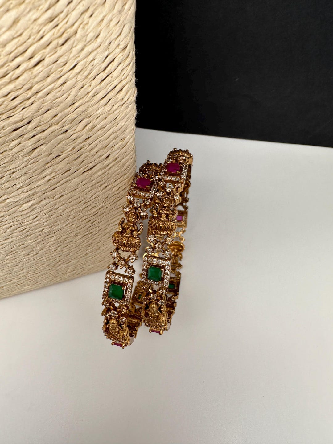 Goddess Lakshmi Matte Bangles ,CZ Indian Bangles, Pakistani Jewelry ...