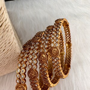 Matte CZ Bangles/indian Bangles/goddess Lakshmi Bangles Temple Jewelry ...