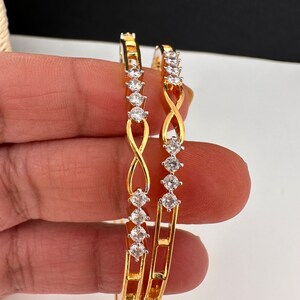 American Diamond Gold Bangles ,indian Bangles, Pakistani Jewelry, CZ Bangles - Etsy