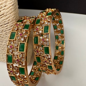 Green Cz Bangles ,CZ Indian Bangles, Pakistani Jewelry, Green AD ...