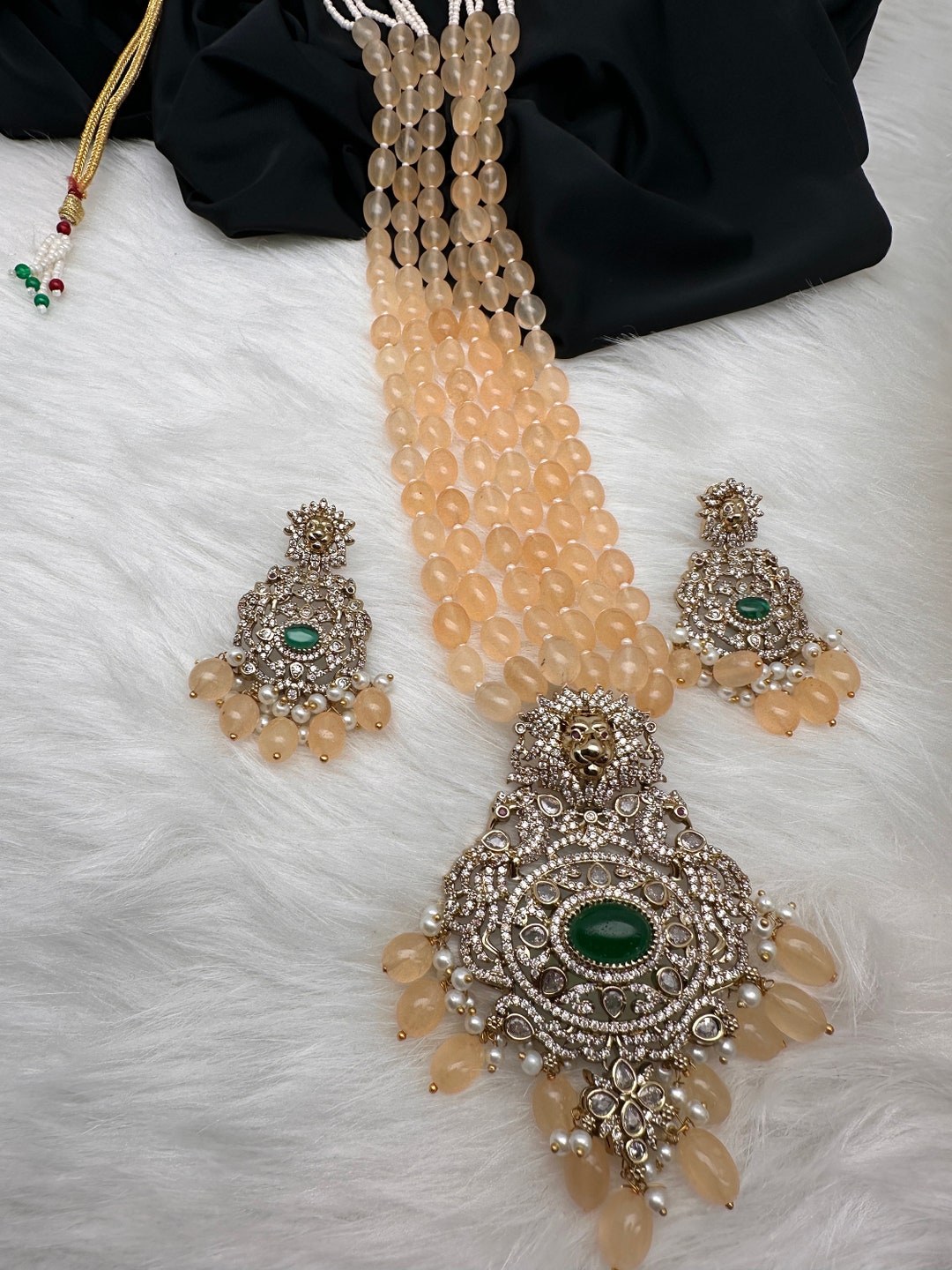 Yellow Beads Necklace, Sabhysachi Inspired Indian Long Necklace ...