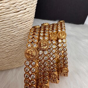 Matte CZ Bangles/indian Bangles/goddess Lakshmi Bangles Temple Jewelry ...