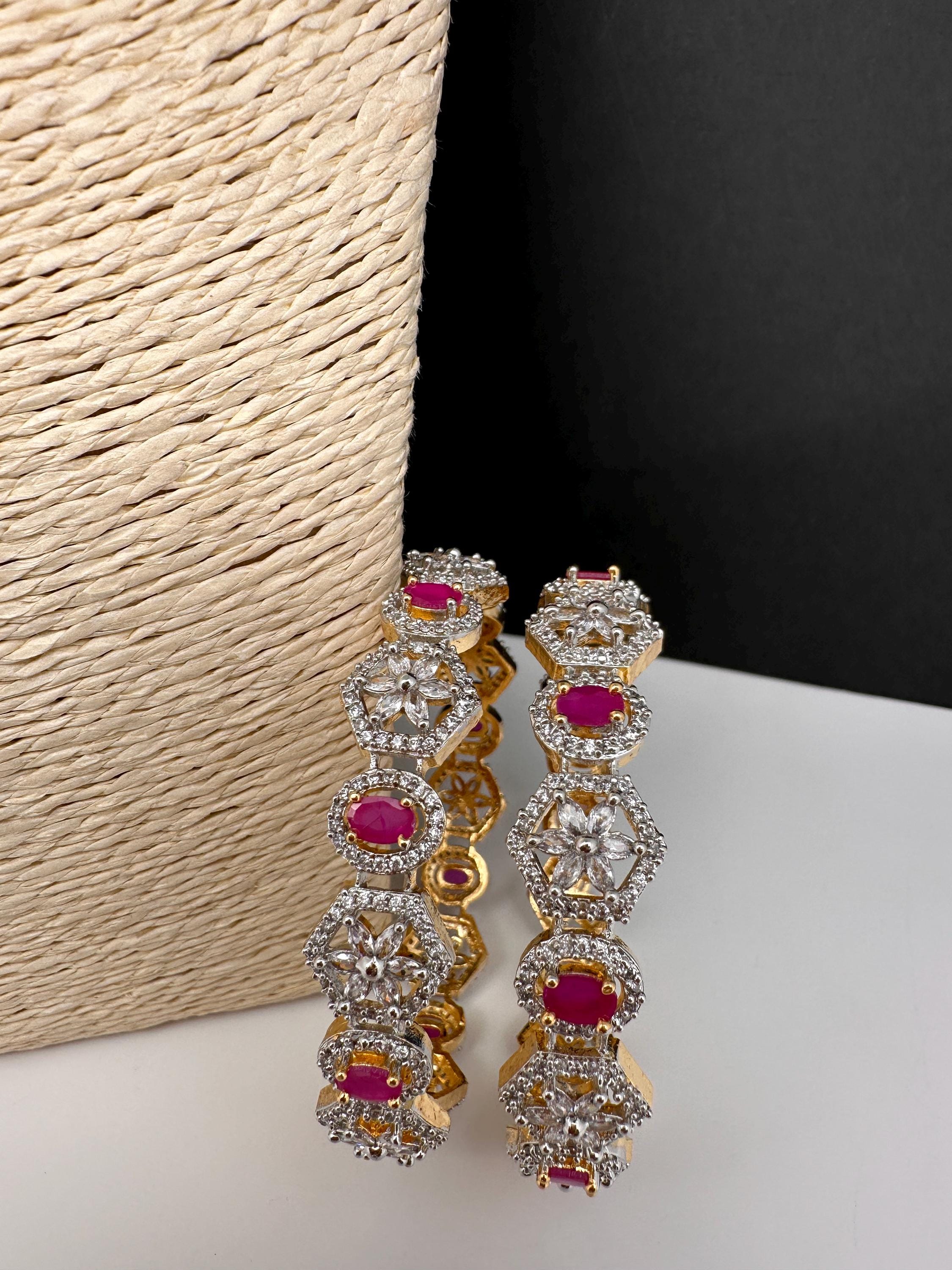 Ruby Bangles ,CZ Indian Bangles, Pakistani Jewelry, Red AD Bangles - Etsy
