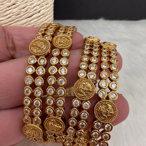 Matte CZ Bangles/indian Bangles/goddess Lakshmi Bangles Temple Jewelry ...