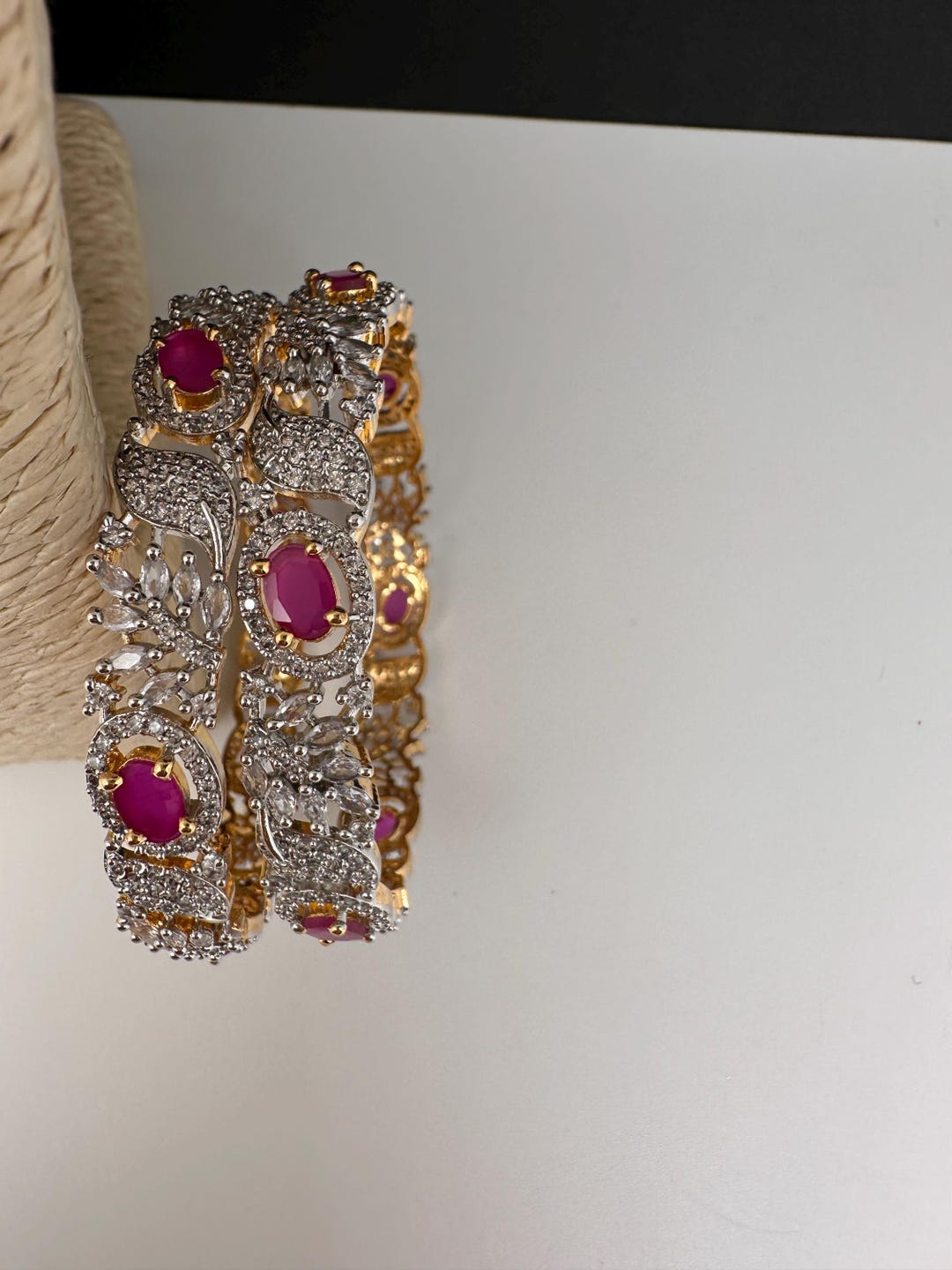 Ruby Bangles ,CZ Indian Bangles, Pakistani Jewelry, Red AD Bangles - Etsy