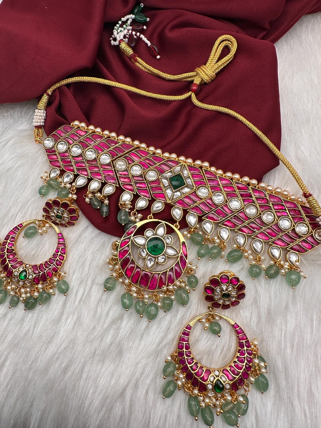 Choker Jadau Kundan Traditional Necklace, Indian Jewelry Chandbali - Etsy