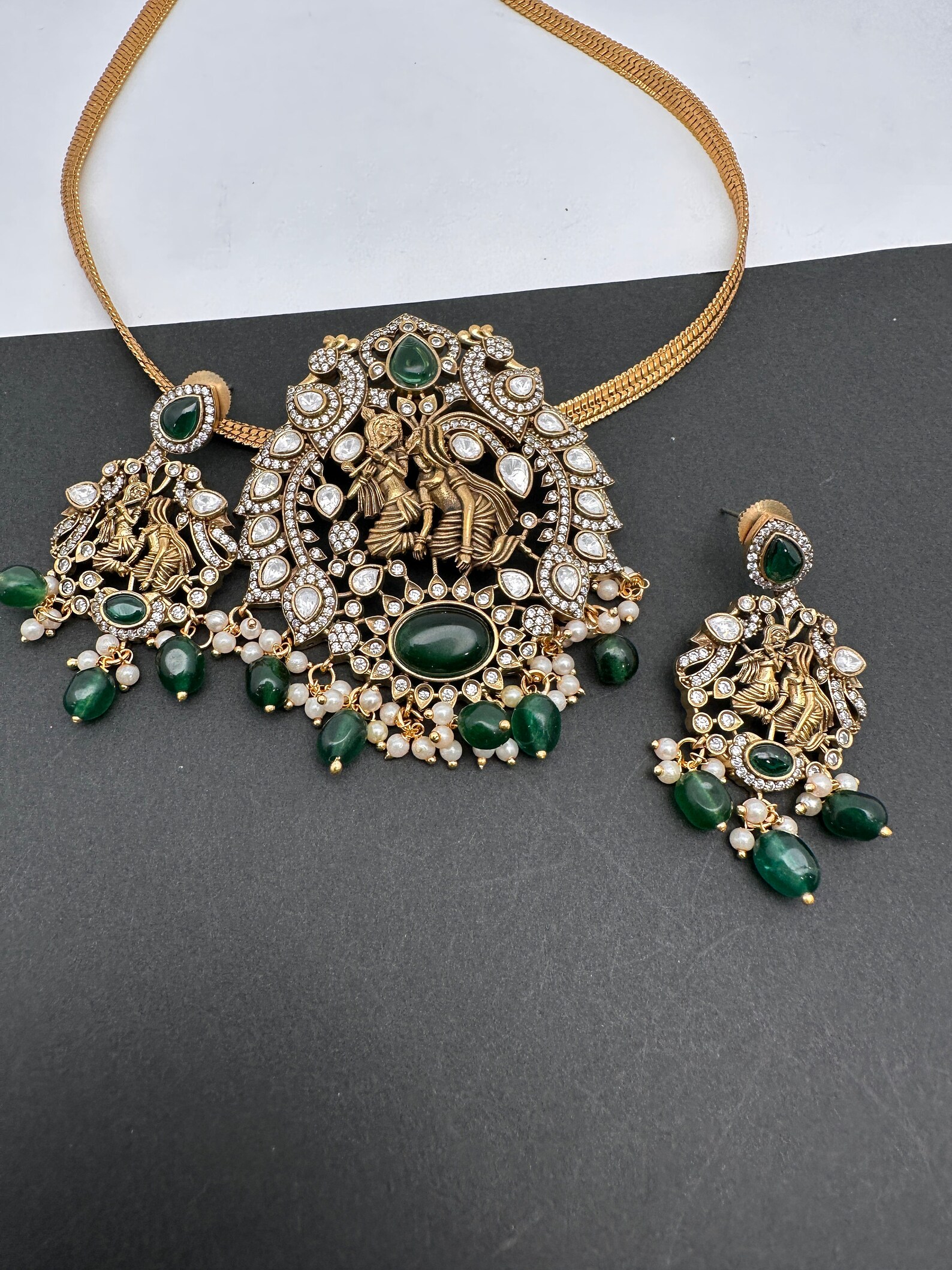 Radha Krishna Nakshi Pendent Set/ Temple Jewelry/ Indian Jewelry ...