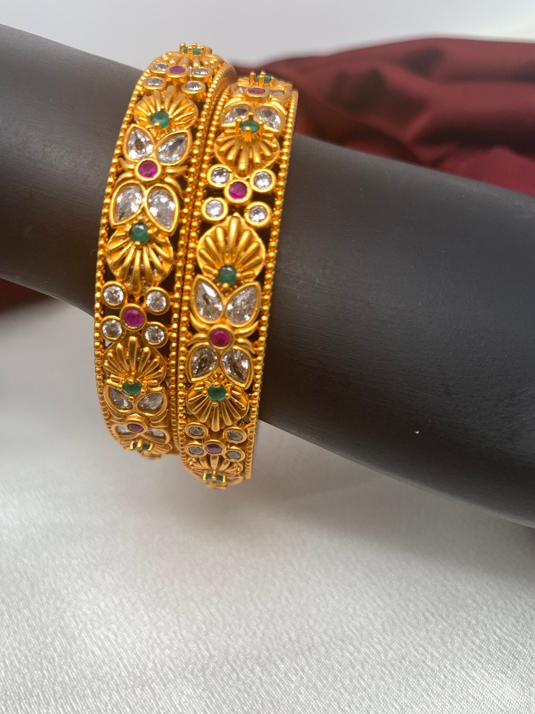 Indian Bangles, Pakistani Bangles, Multi Stone Matte Finish Bangle - Etsy