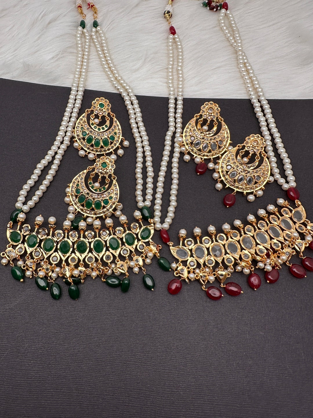 Tirmani Hyderabadi Jadau Pearls Rani Haar, Pearl Necklace Punjabi Jadau ...