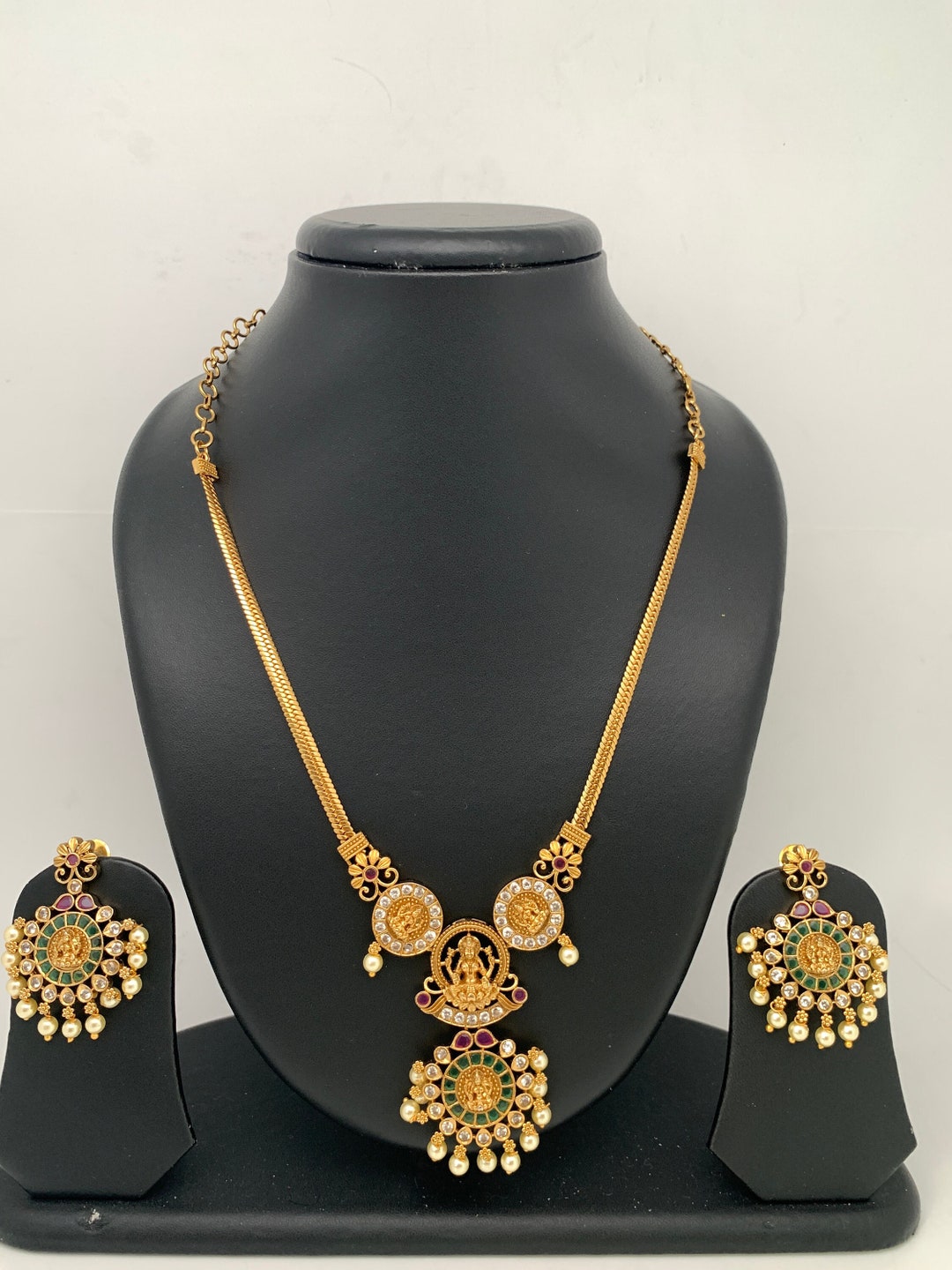 Goddess Lakshmi Matte Finish Chain Style Necklace - Etsy