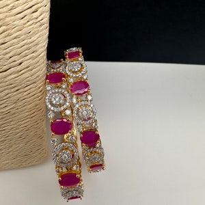 Ruby Bangles ,CZ Indian Bangles, Pakistani Jewelry, Red AD Bangles - Etsy