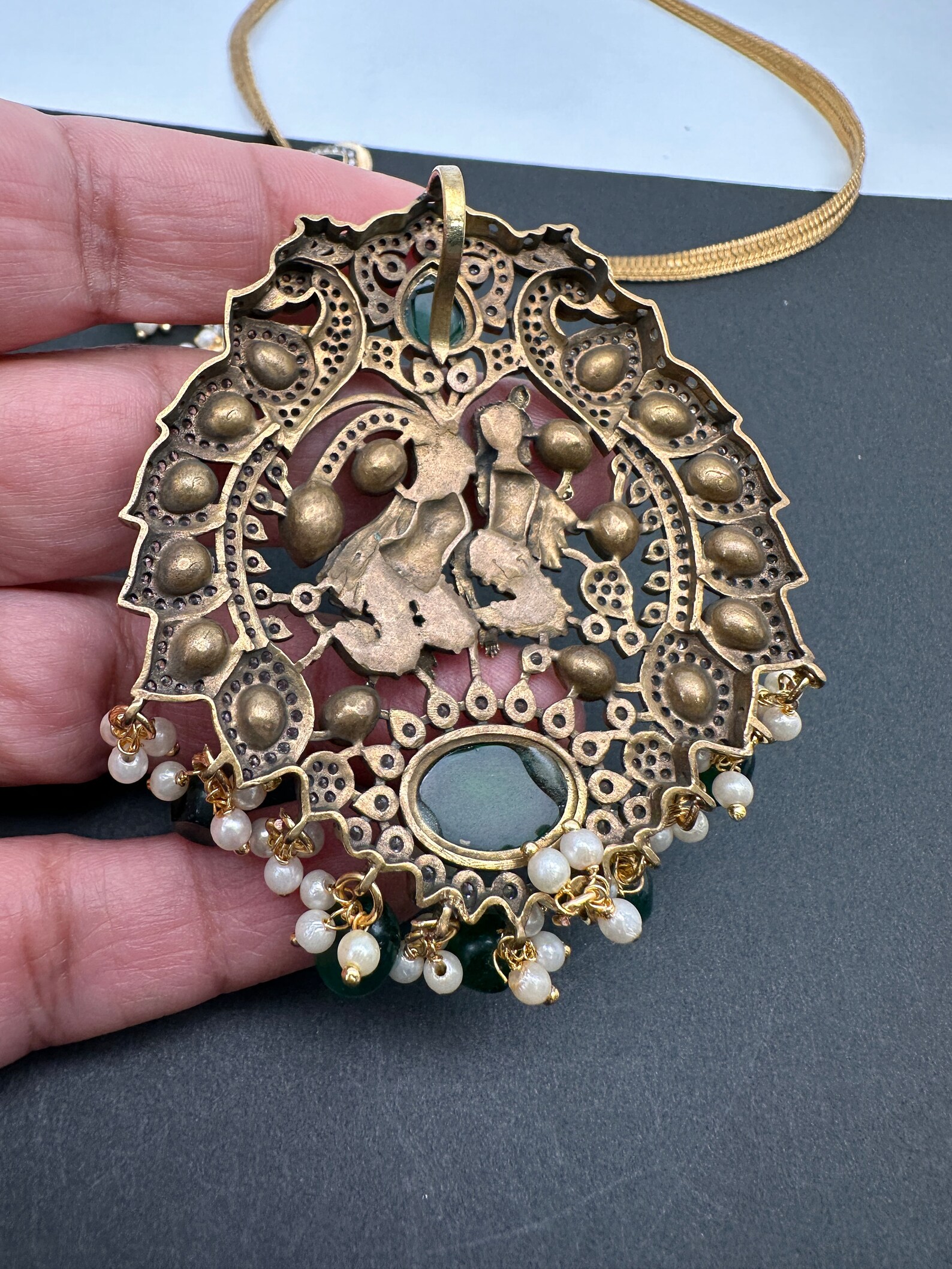 Radha Krishna Nakshi Pendent Set/ Temple Jewelry/ Indian Jewelry ...
