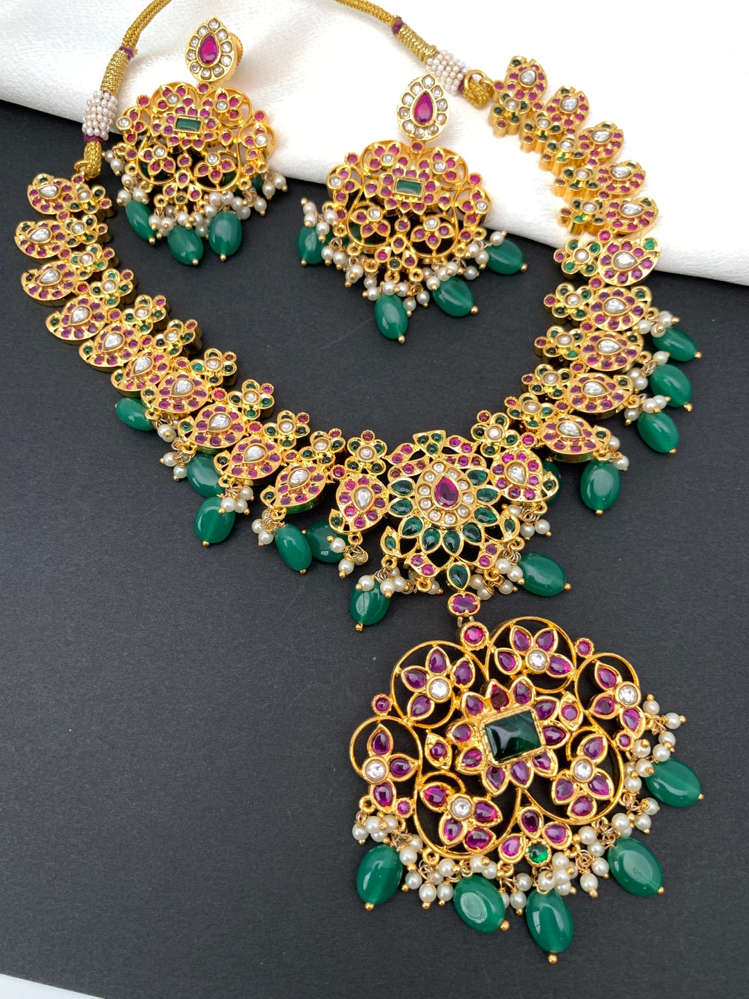 Indian Jewelry, Matte One Gram Gold Platted Necklace - Etsy