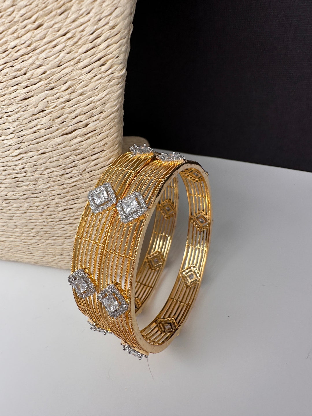 Gold Bangles ,CZ Indian Bangles, Pakistani Jewelry Bracelets - Etsy