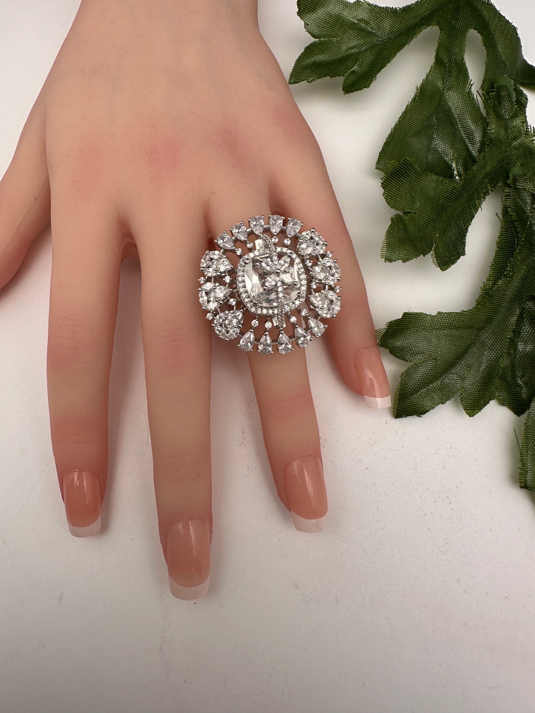Cocktail Finger Rings Silver Adjustable Ring/indian Jewelry/ Pakistani ...