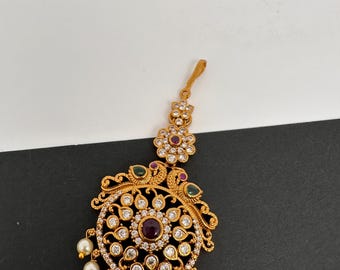 Matte Goddess Lakshmi Mang Tikka, Indian Jewelry Forehead Jewelry ...