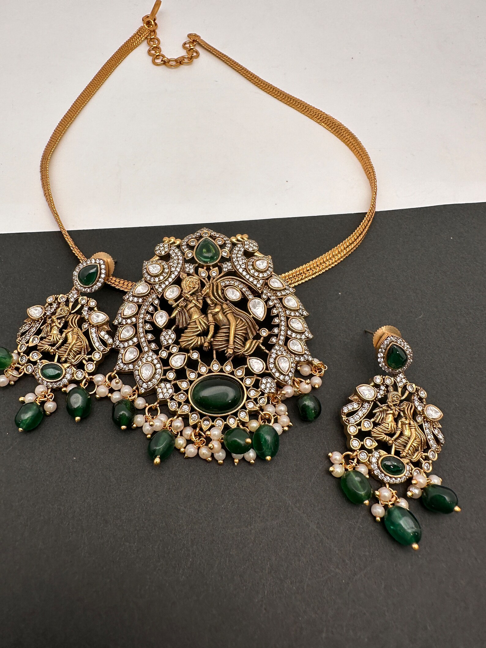 Radha Krishna Nakshi Pendent Set/ Temple Jewelry/ Indian Jewelry ...