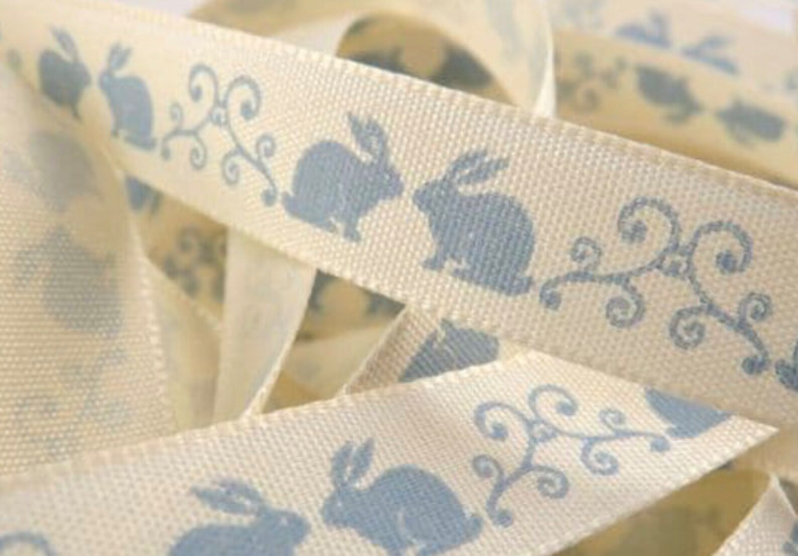 Little Rabbit Ribbon Pink or Blue by the metre easter | Etsy