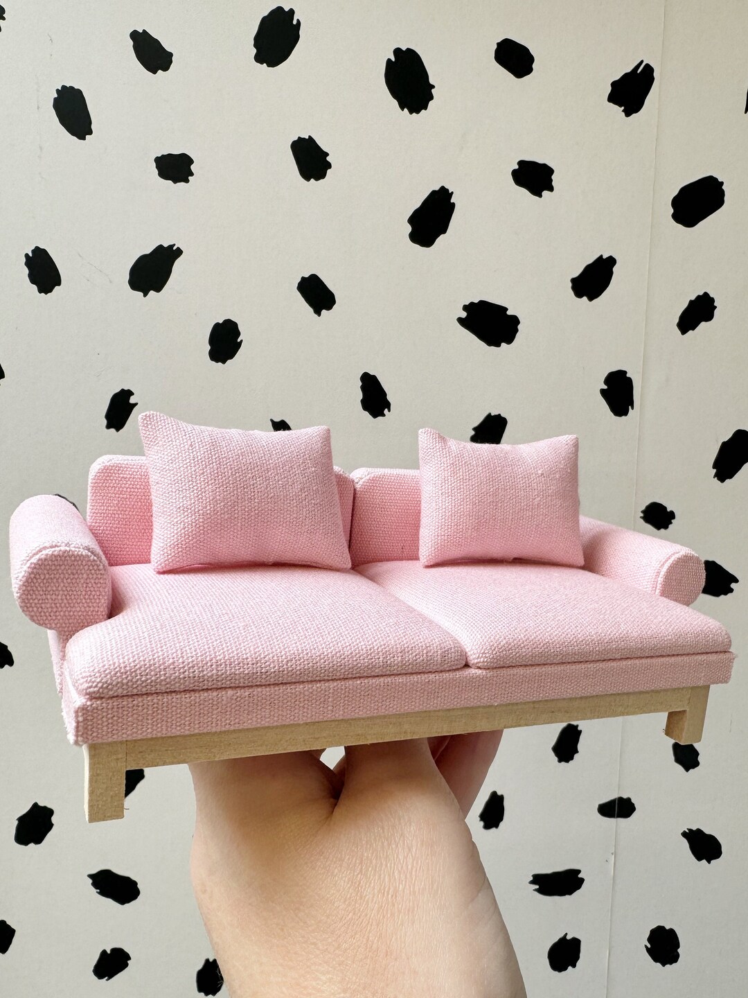 Pink Fabric Sofa for Modern Dollhouse in 1/12 Scale - Etsy