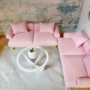 Pink Fabric Sofa for Modern Dollhouse in 1/12 Scale - Etsy