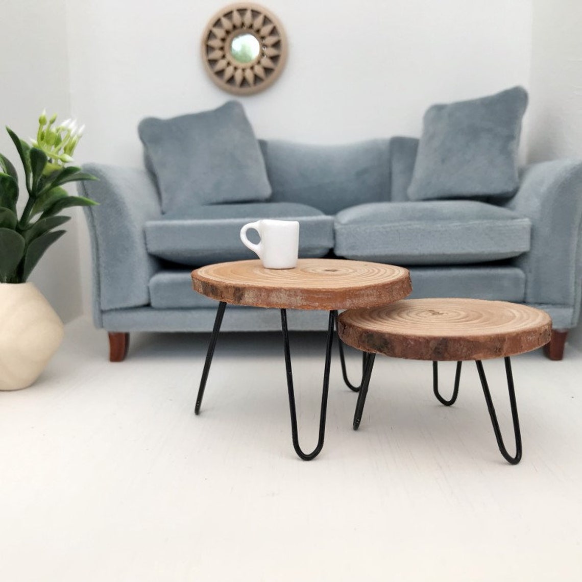 Overlapping Natural Wood Coffee Tables for Modern Dollhouse | Etsy UK