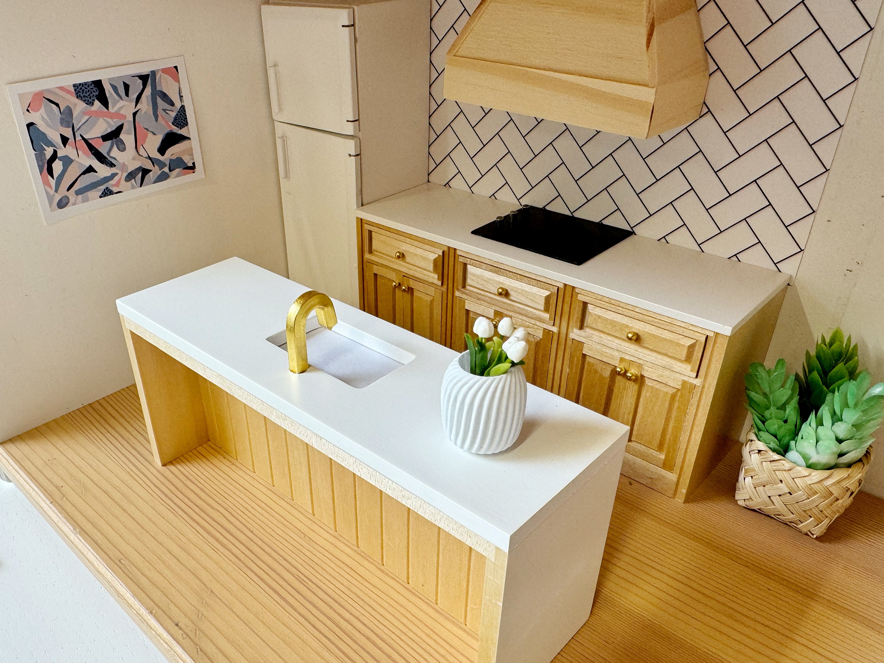 Wooden dollhouse kitchen store
