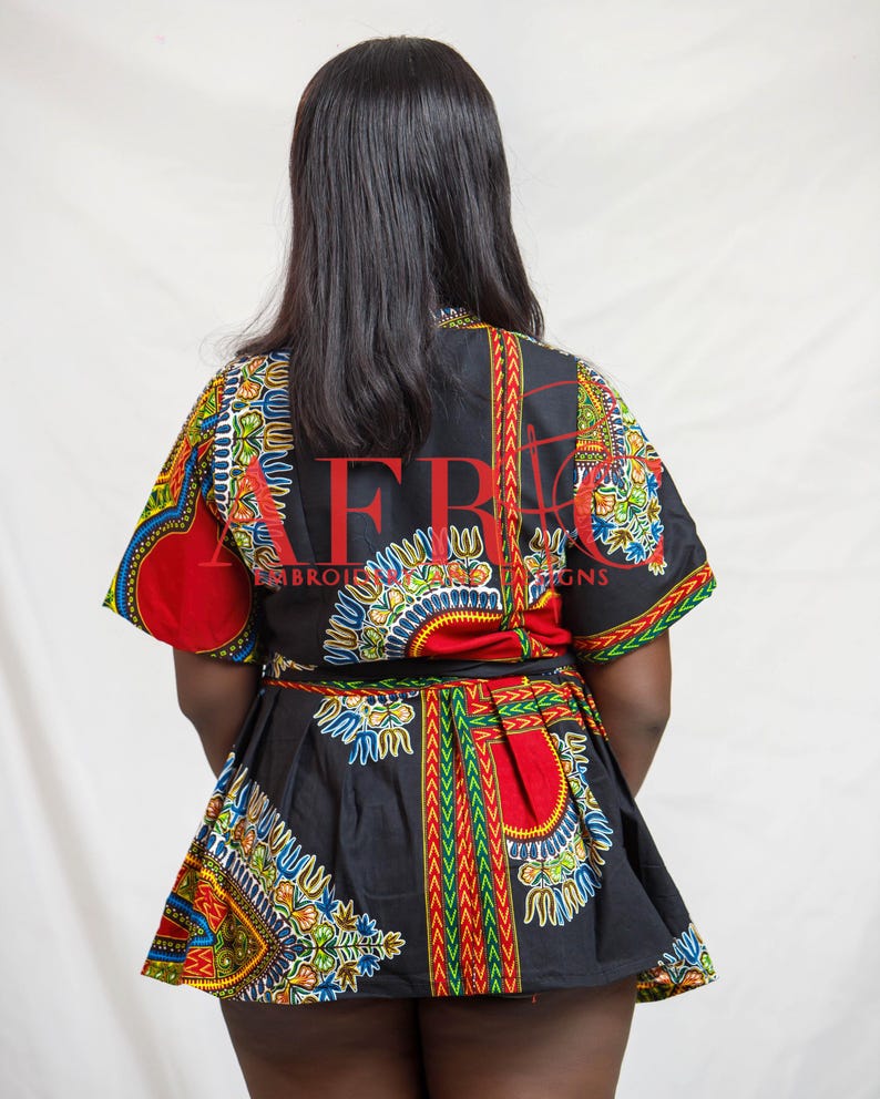 Angelina Black Fabric | Dashiki | Female Top Dress | Ghana | Size LARGE ...