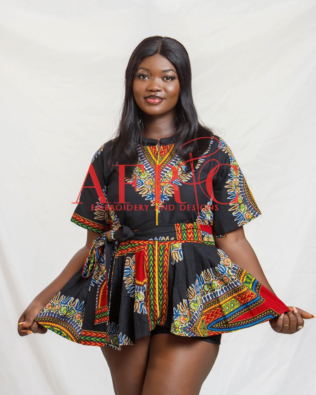 Angelina Black Fabric | Dashiki | Female Top Dress | Ghana | Size LARGE ...
