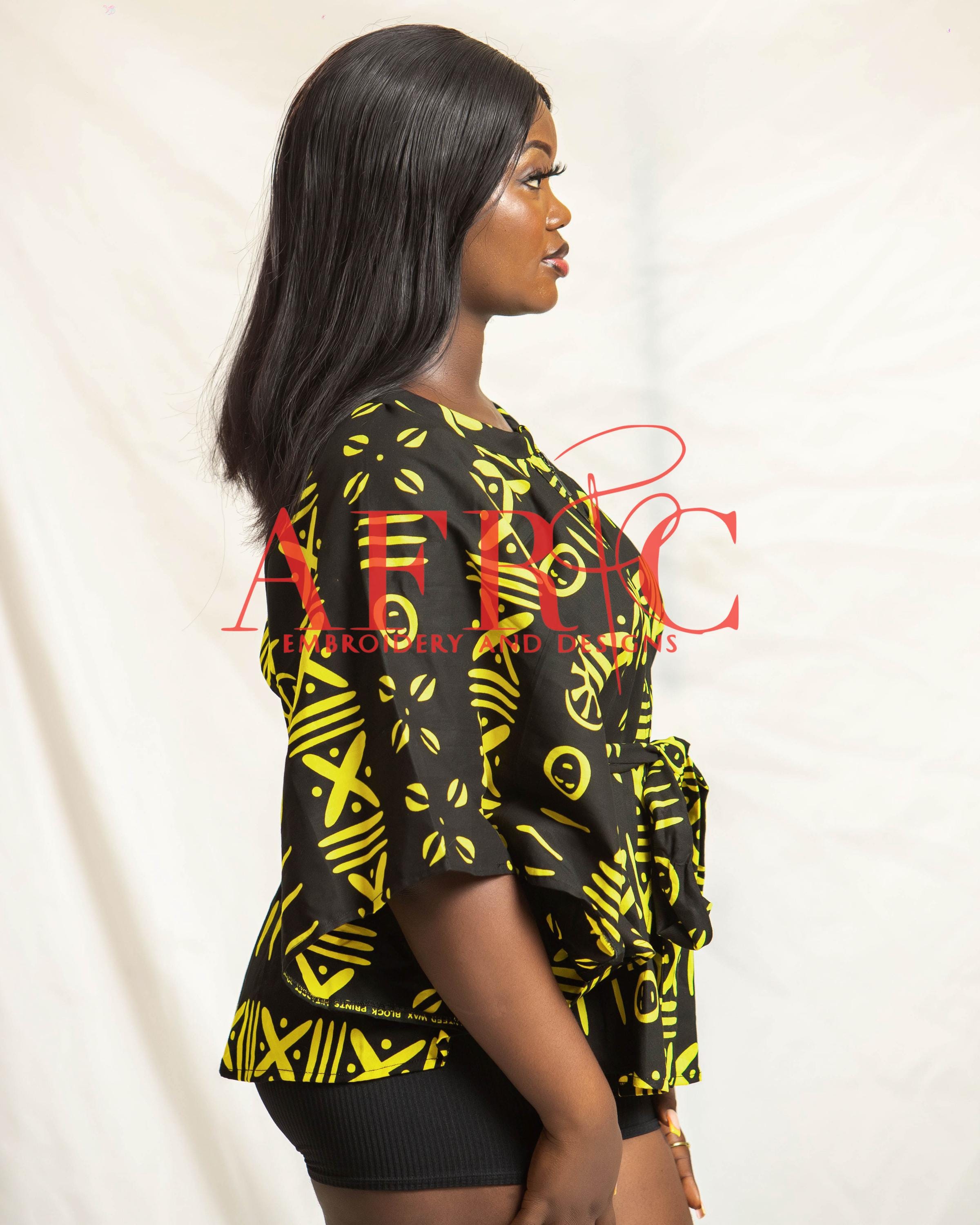 Black With Gold Fabric | Dashiki | Female Top Dress | Ghana | Size ...