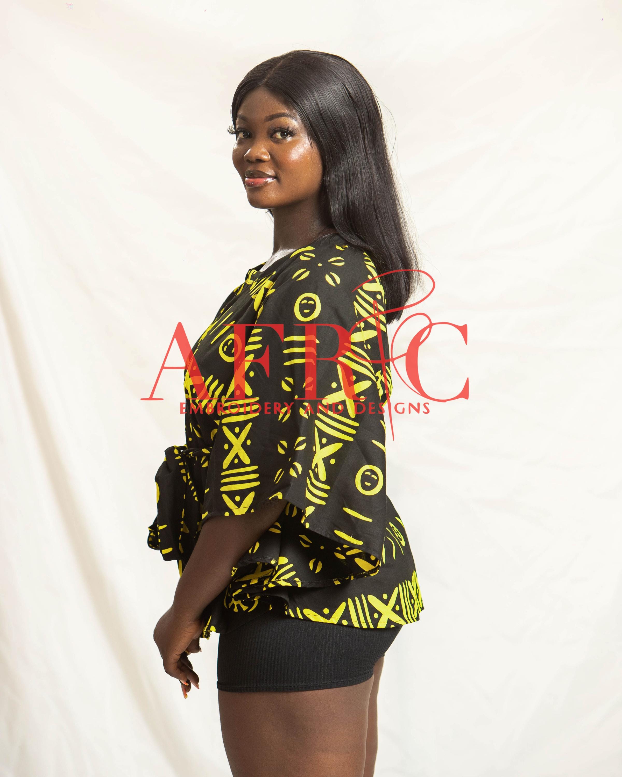 Black With Gold Fabric | Dashiki | Female Top Dress | Ghana | Size ...