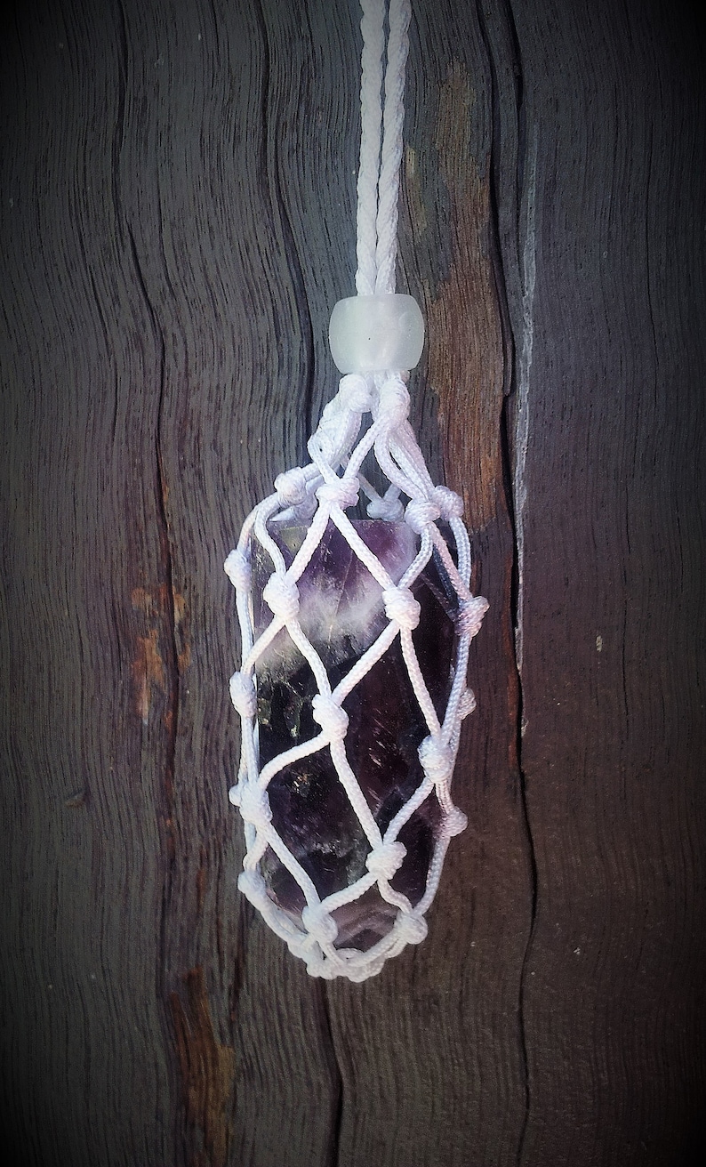 Bulk Lot of 5! Handmade - Macrame Crystal Holders Macrame Necklace ...