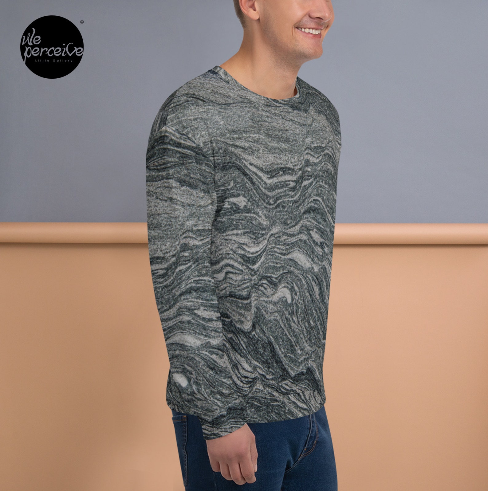 Rock Texture in Grey Essential Sweatshirt With Brushed Fleece Fabric ...