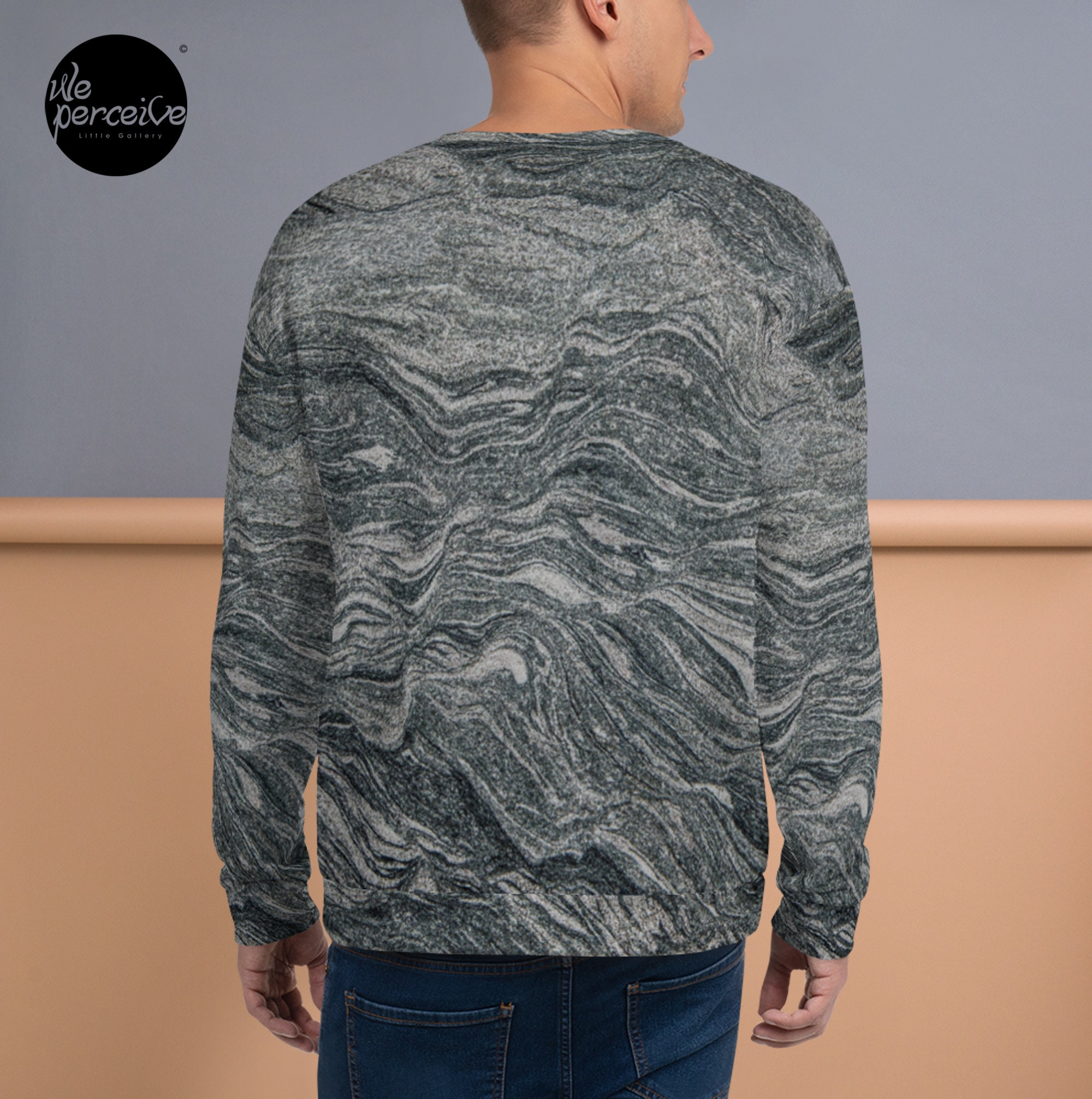 Rock Texture in Grey Essential Sweatshirt With Brushed Fleece Fabric ...