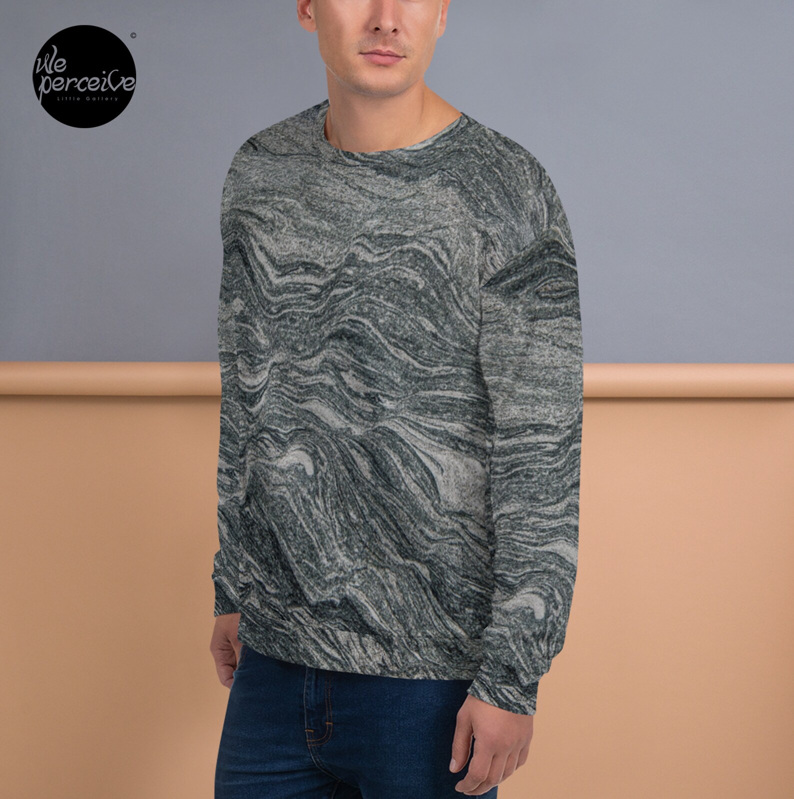 Rock Texture in Grey Essential Sweatshirt With Brushed Fleece Fabric ...