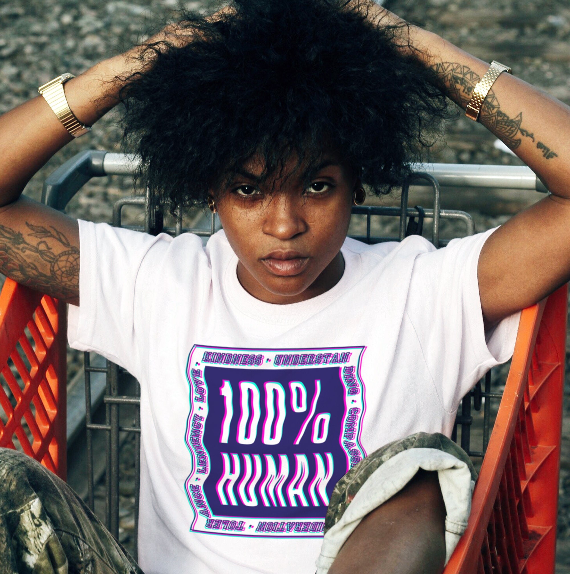 Regular Crew Neck Design Graphic T-shirt With Message Human - Etsy
