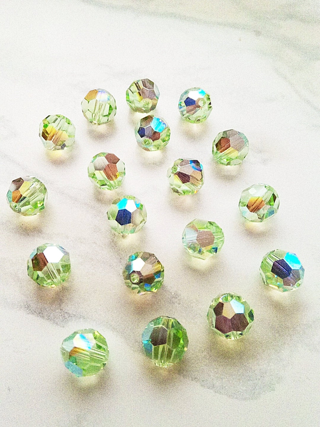 Chrysolite AB 8mm 5000 Swarovski Round Crystal Beads, 6 Pieces, 8mm ...