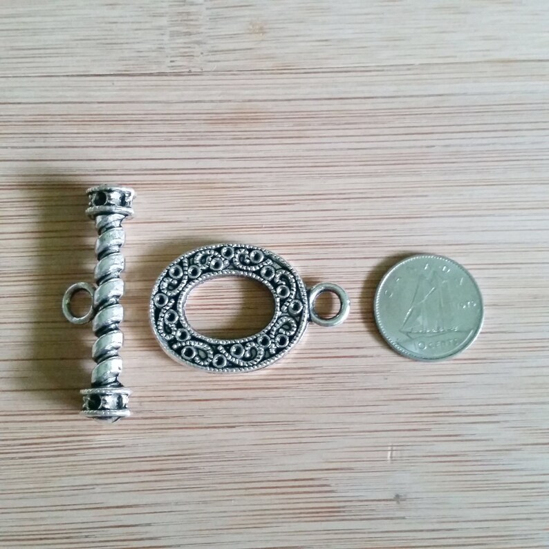 Extra Large Toggle Clasp Antique Silver Fancy Unique - Etsy
