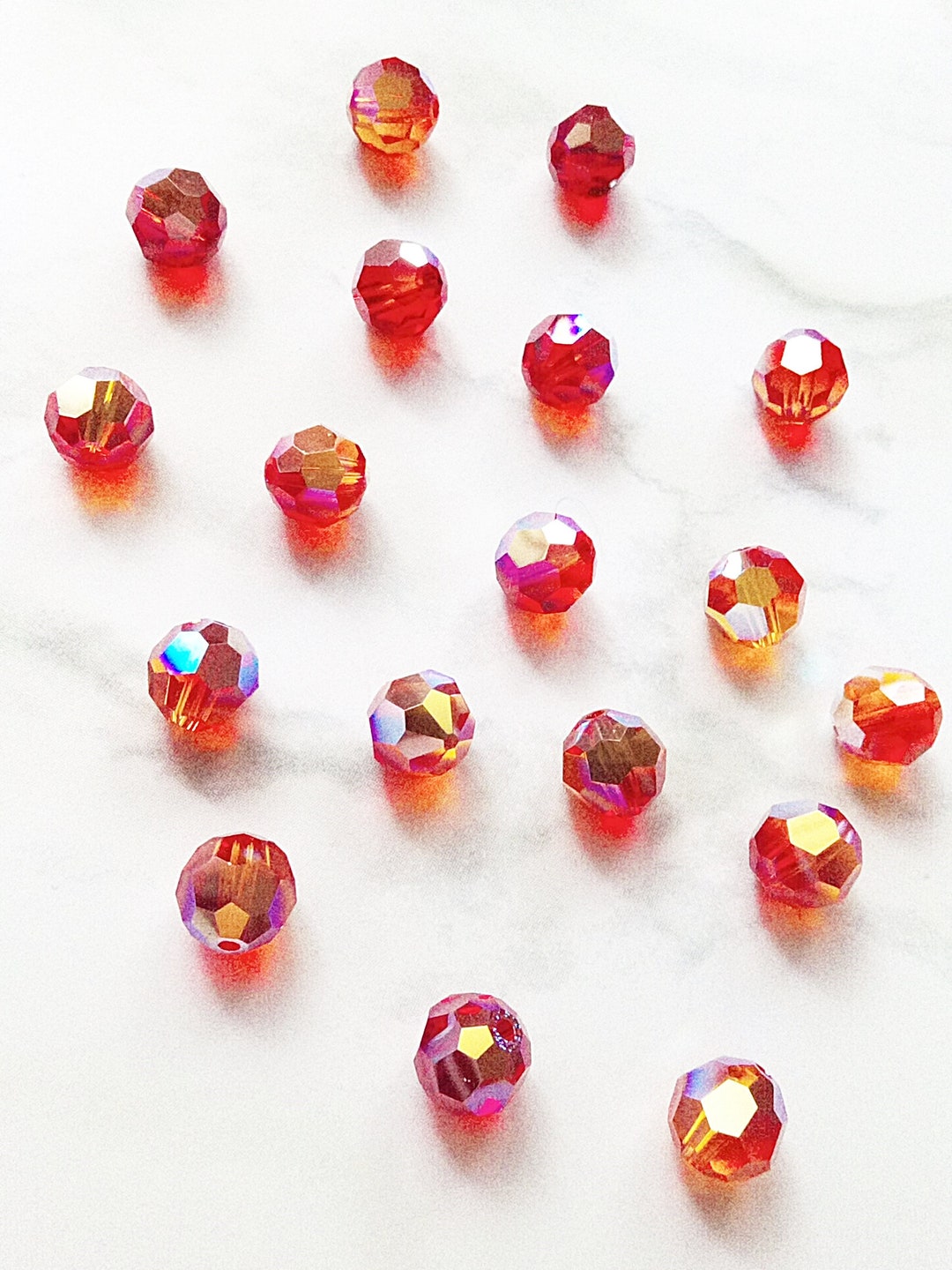 Fireopal AB 8mm 5000 Swarovski Round Crystal Beads, 6 Pieces, 8mm Round ...