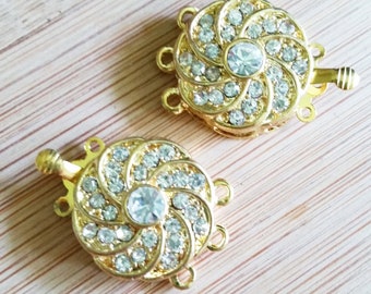 Large Vintage Rhinestone Clasp 34x19 1-3 Strand Necklace - Etsy