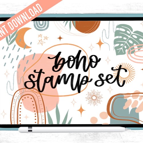 Procreate Boho Stamp Set and Color Palette 30 Stamps and 30 - Etsy
