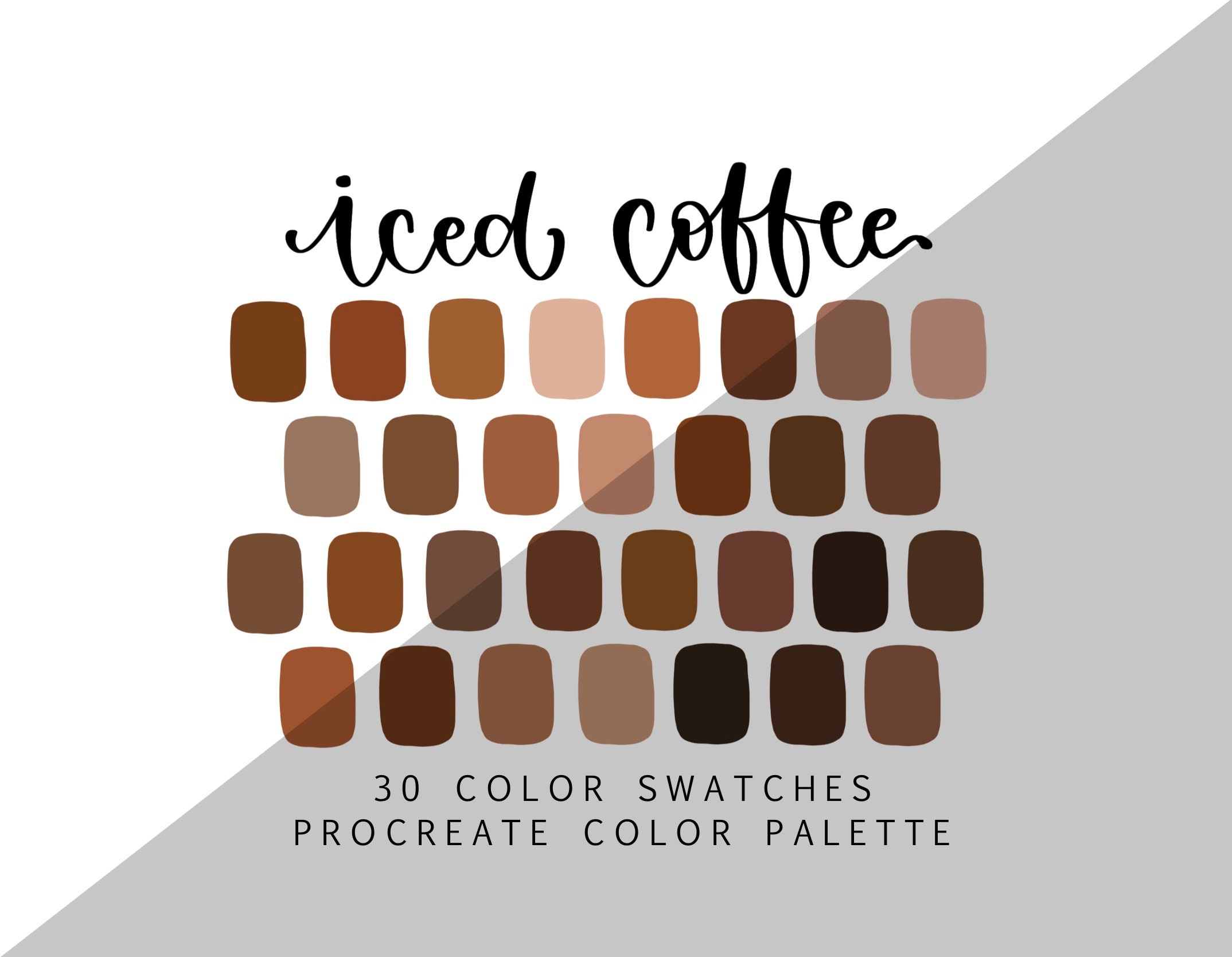 Procreate Iced Coffee Color Palette 30 Color Swatches | Etsy