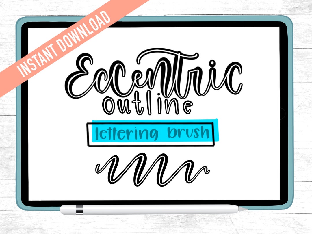 Eccentric Outline Procreate Lettering Brush | Instant Download ...