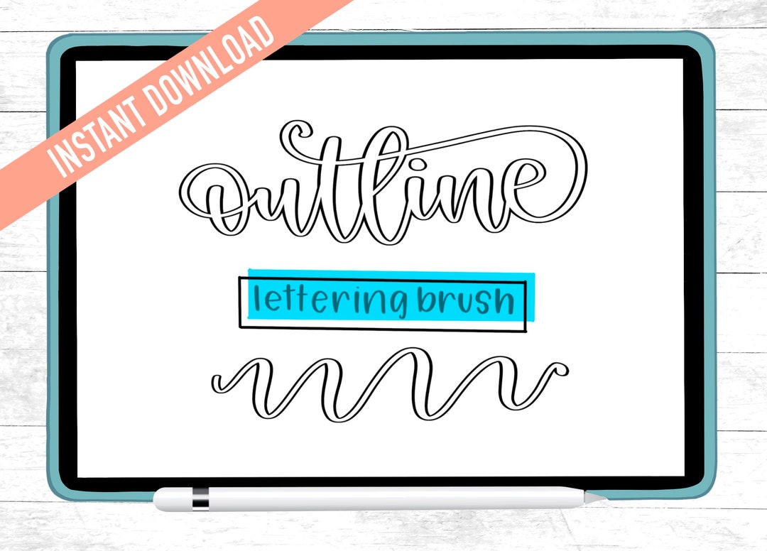 Outline Procreate Lettering Brush | Instant Download | Digital ...
