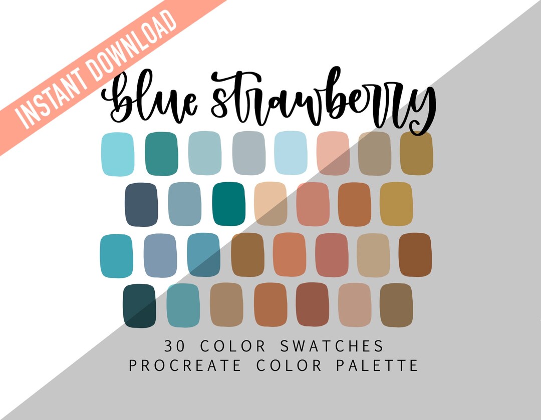 Procreate Blue Strawberry Color Palette | 30 Color Swatches - Etsy